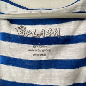 Splash | Tops | Splash Blue White Stripe Shirt | Poshmark